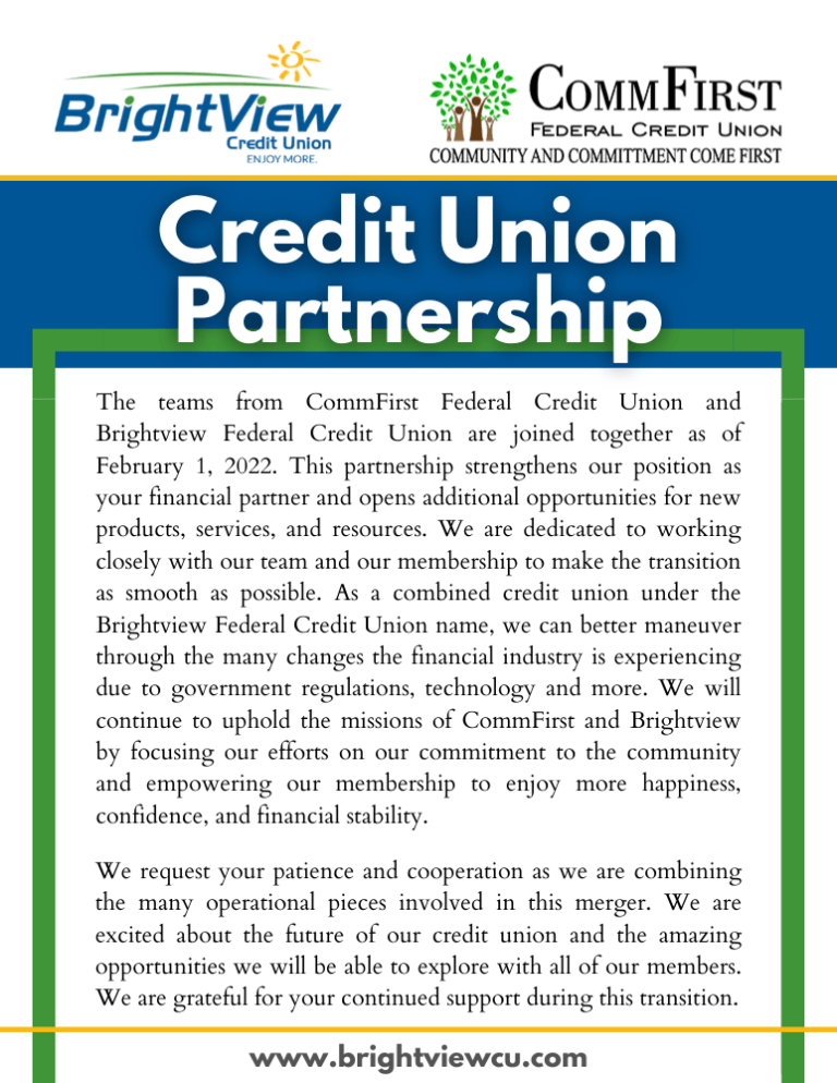 Credit Union Partnership - BrightView Federal Credit Union